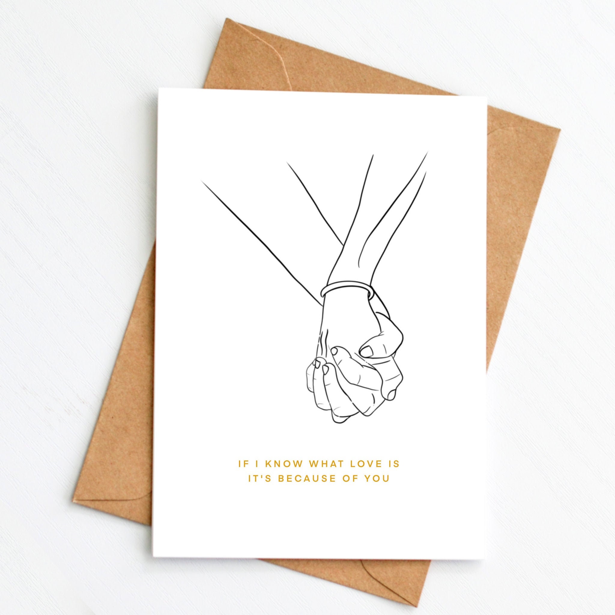Holding Hands Line Drawn Hands Romantic Card Valentines Day - Etsy