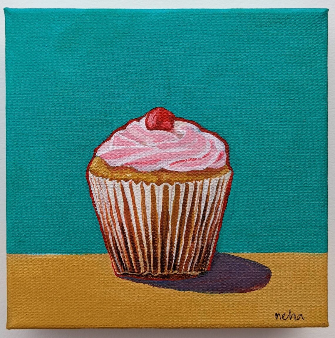 ORIGINAL Cupcake Painting, Kitchen Wall Art, 6x6, Cupcake Art, Acrylic ...