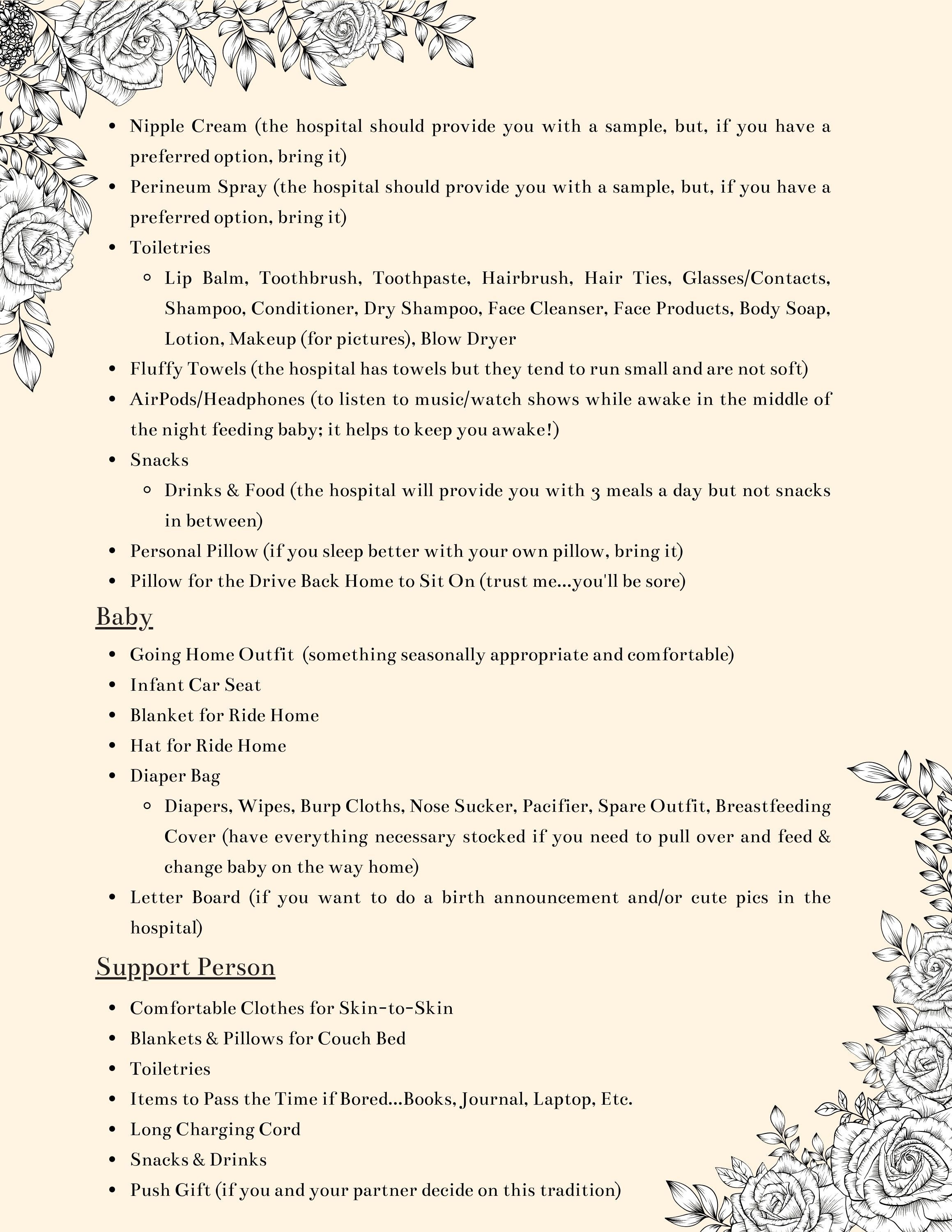 The Ultimate Hospital Bag Checklist! - Etsy