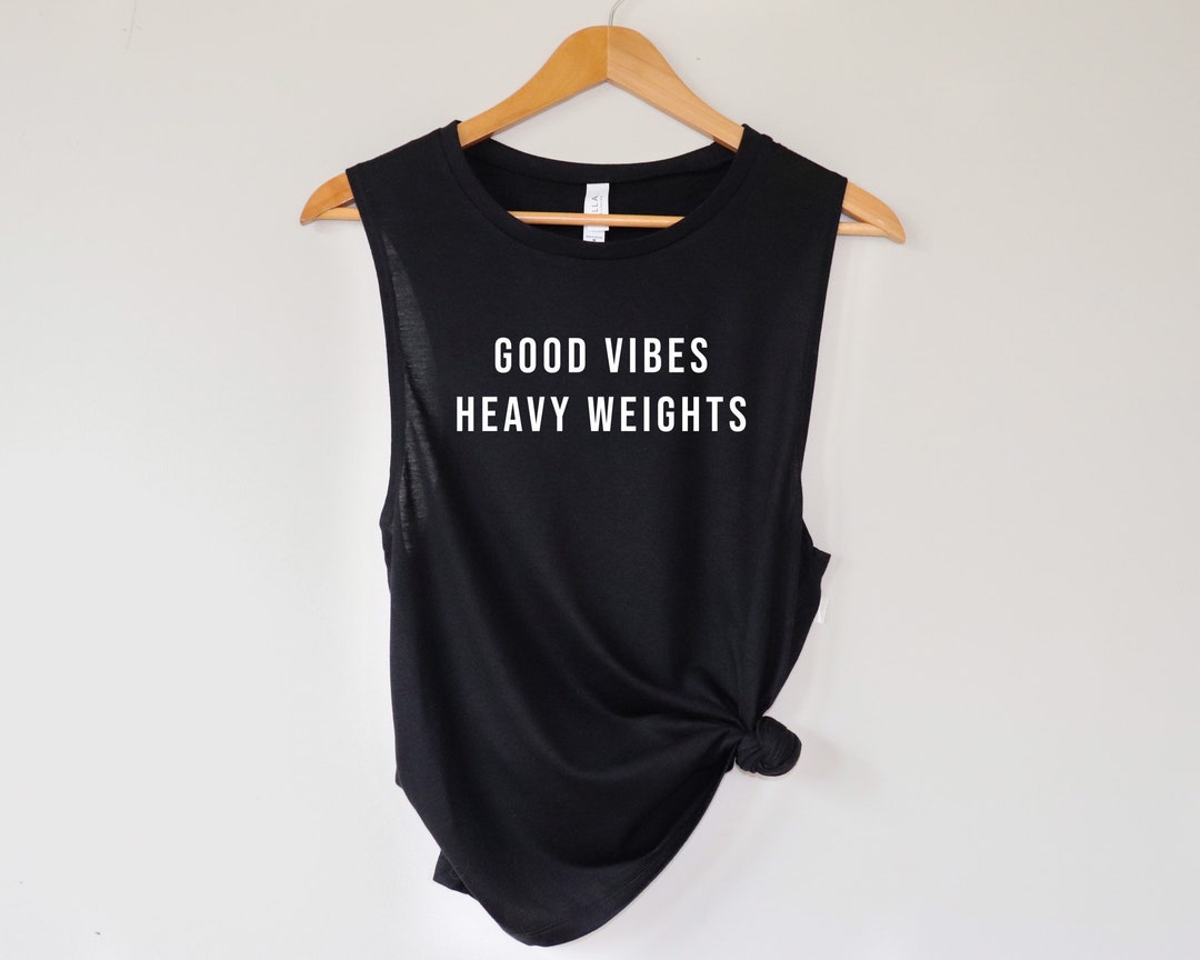 Lifting Tank Top, Good Vibes Heavy Weights Tank, Womens Fitness Tank ...