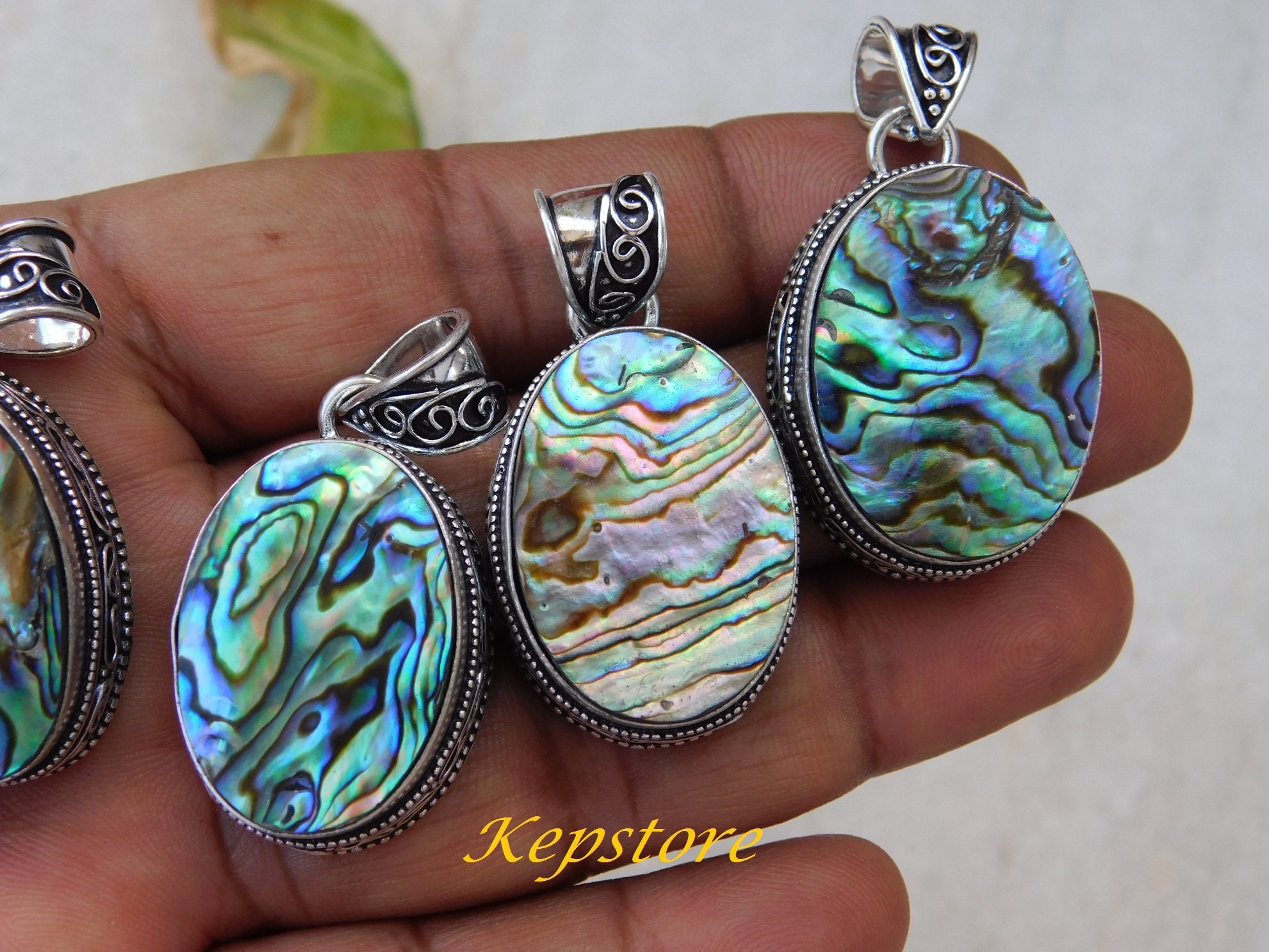 925 Sterling Silver Oval Abalone Pendant Necklaceabalone - Etsy
