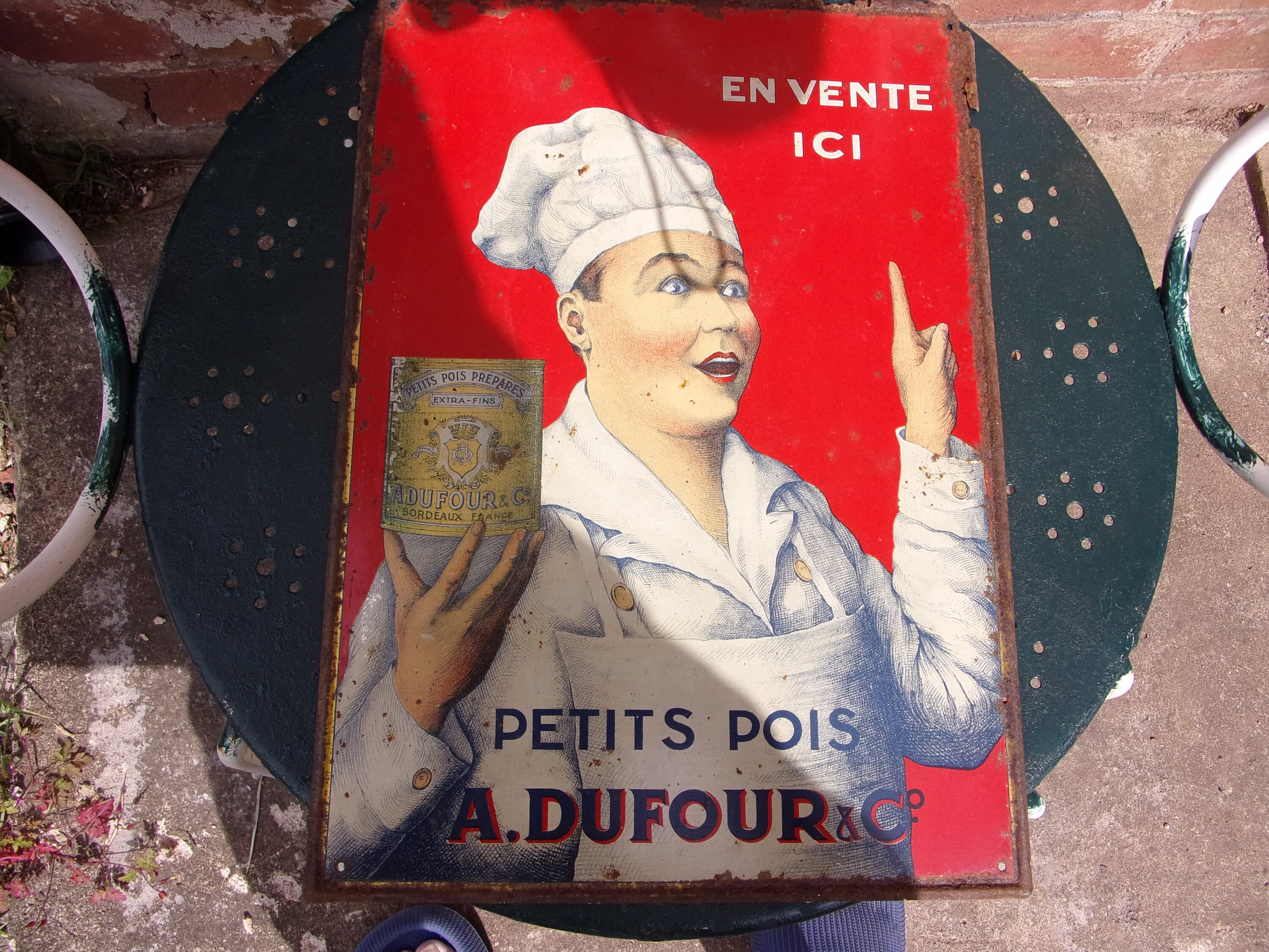 Extremely Rare Tin Plate Advertising Sign for A Dufour & Co Petis Pois ...