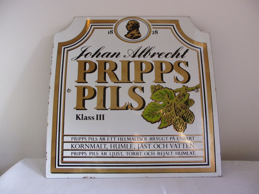 Pripps Pils by Johan Albrecht Enamel Advertising Sign - Etsy