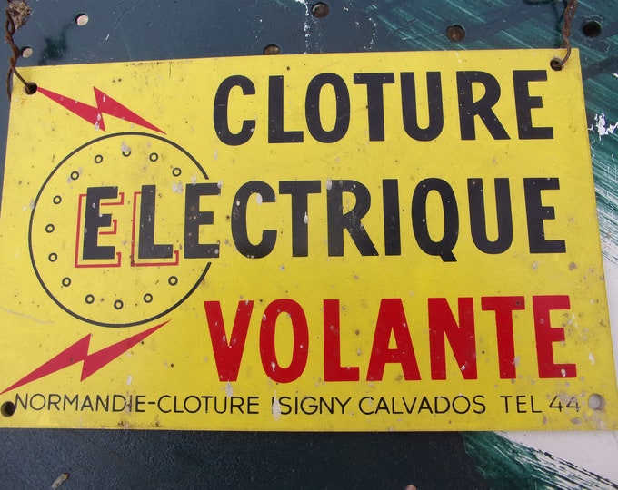 French Double Sided Warning Sign Cloiture Electrique Volante - Etsy