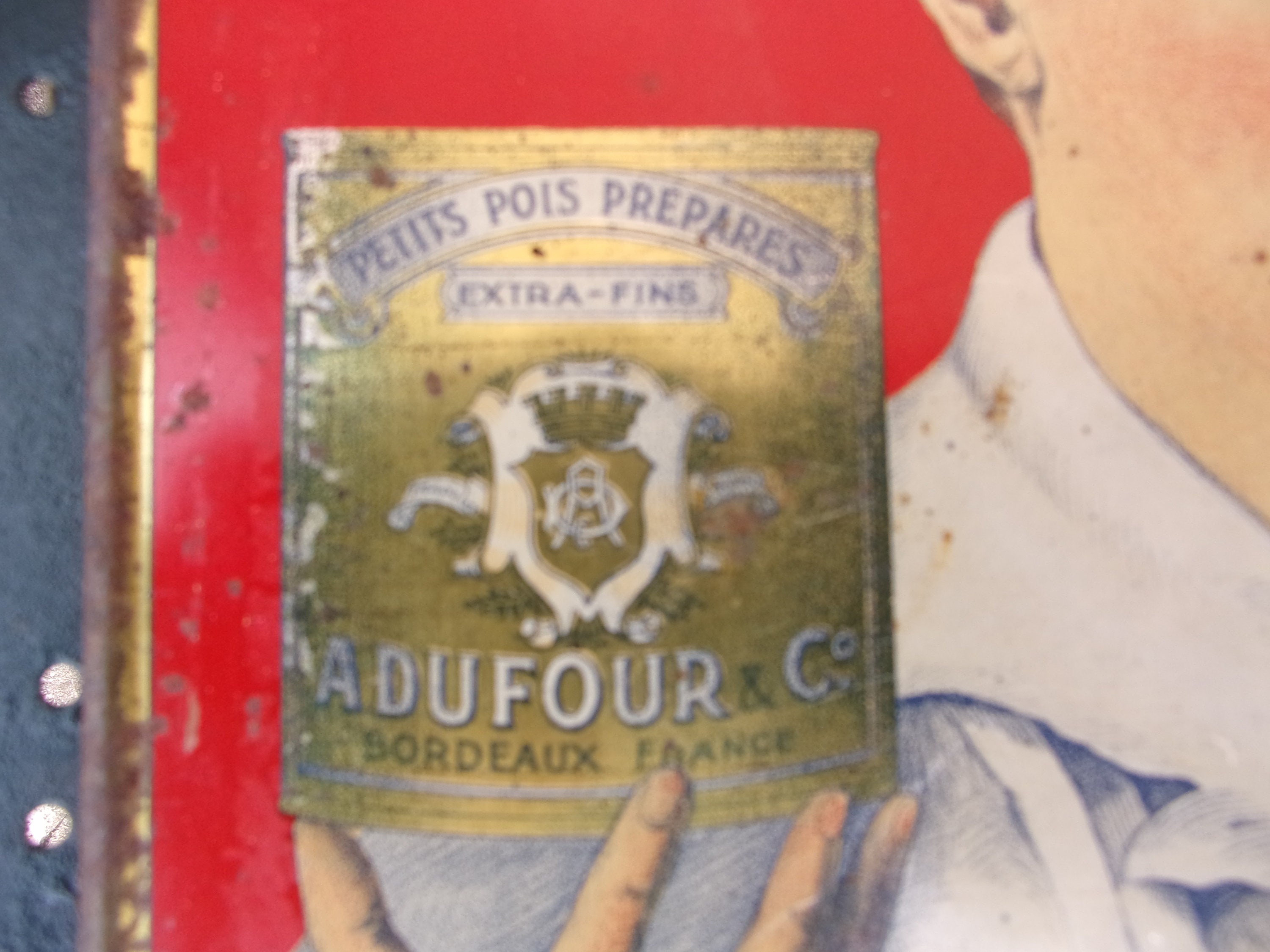 Extremely Rare Tin Plate Advertising Sign for A Dufour & Co Petis Pois ...