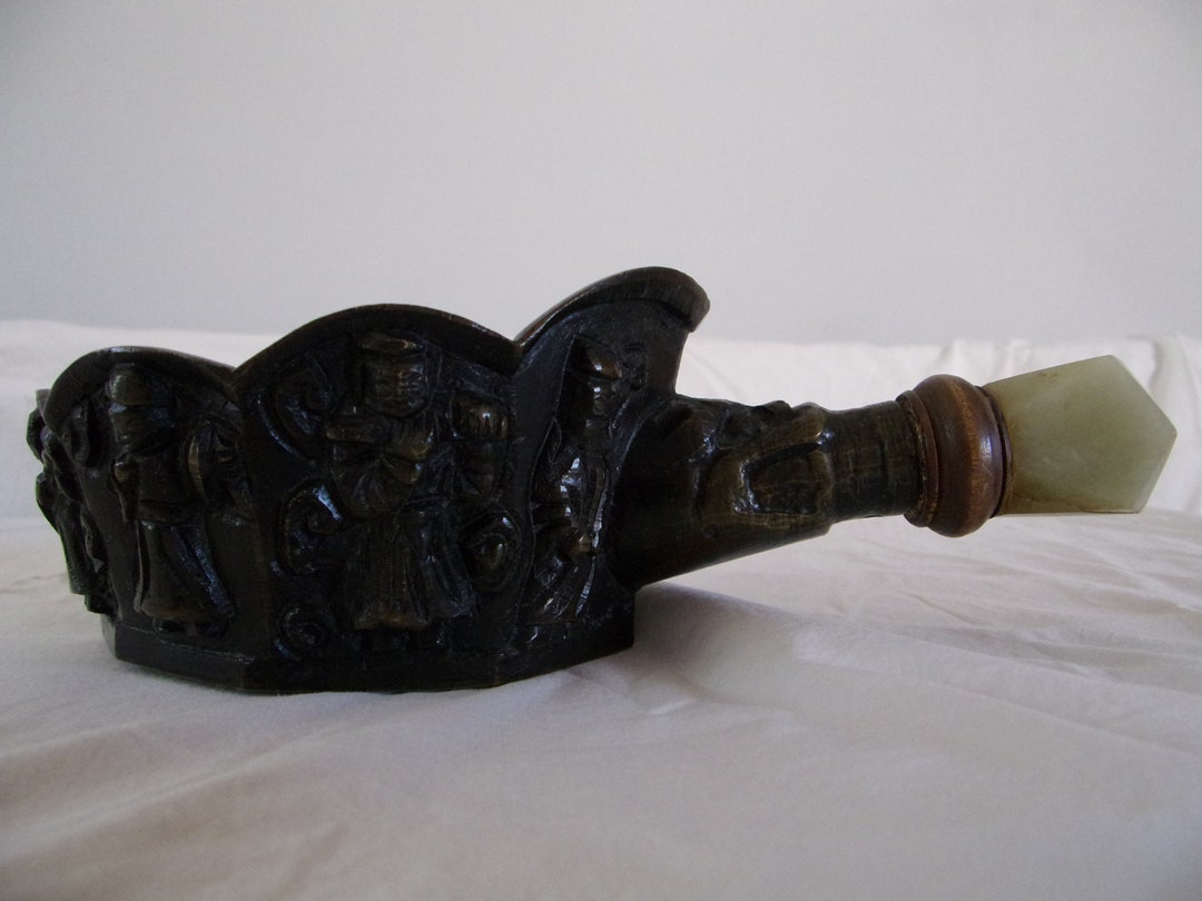 A Qing Dynasty Bronze Coal Silk Iron Decorated With Deities and Dragons ...