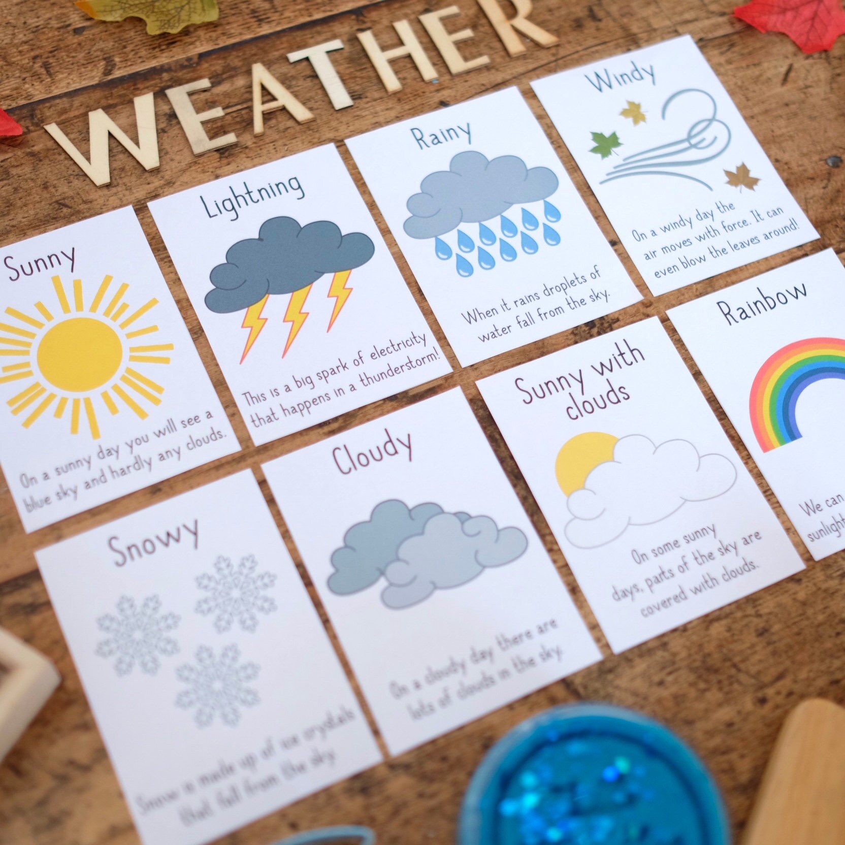 Weather Flashcards - Printable Instant Download - Educational Resource ...
