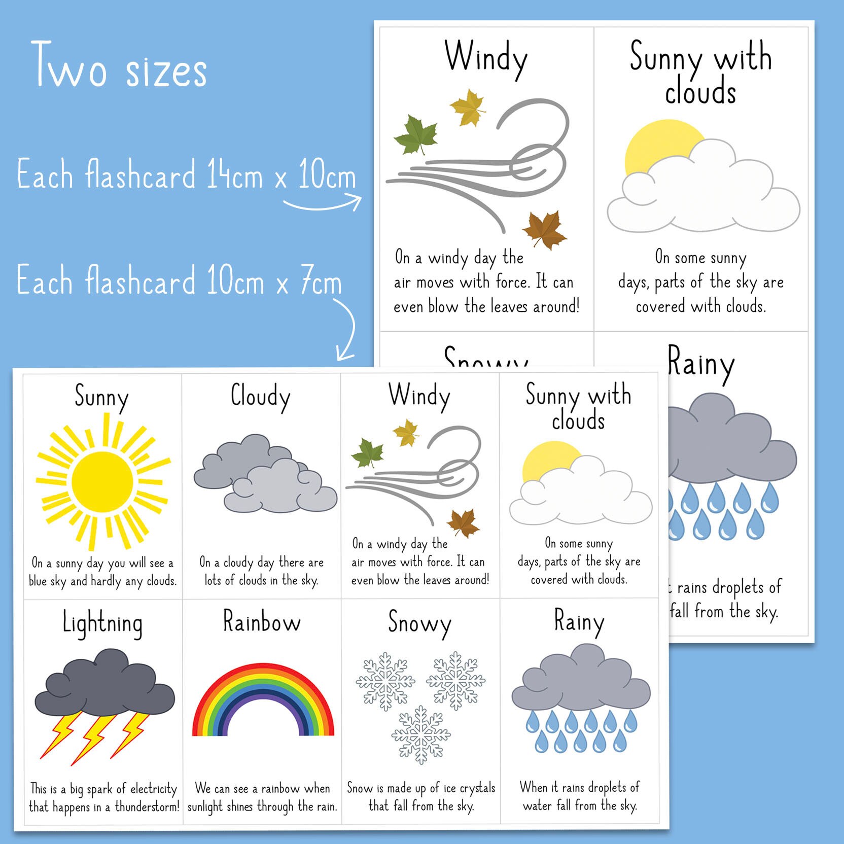 Weather Flashcards - Printable Instant Download - Educational Resource ...