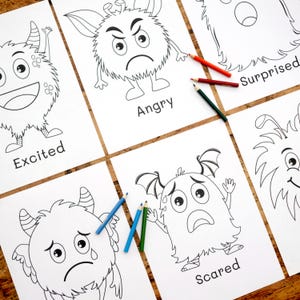 Emotions Colouring Sheet - 9 Monster Emotions - Printable Digital ...