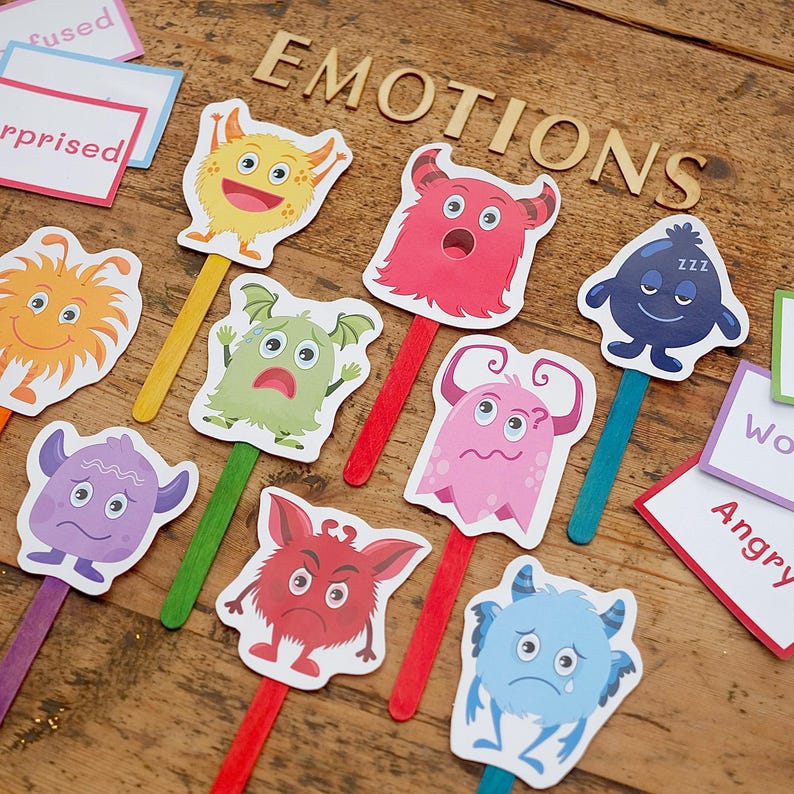 Monster Emotion Faces - Match the Emotions - Printable Digital Dowload ...