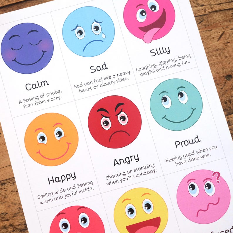 18 Emotion Flashcards - Printable Digital Download - Emotion Faces and ...