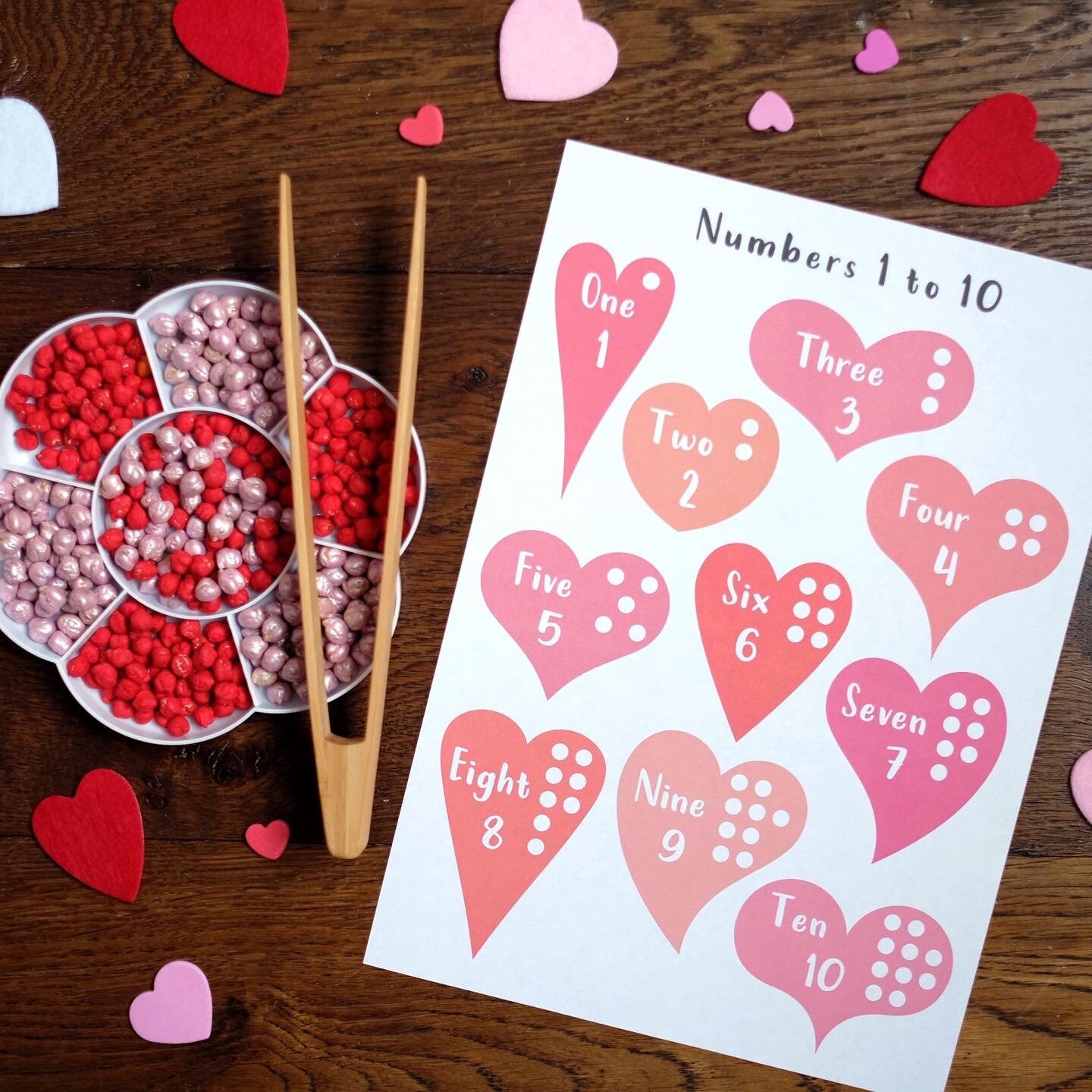 Hearts Counting Sheet 1 to 10 Printable Digital Download Hearts ...