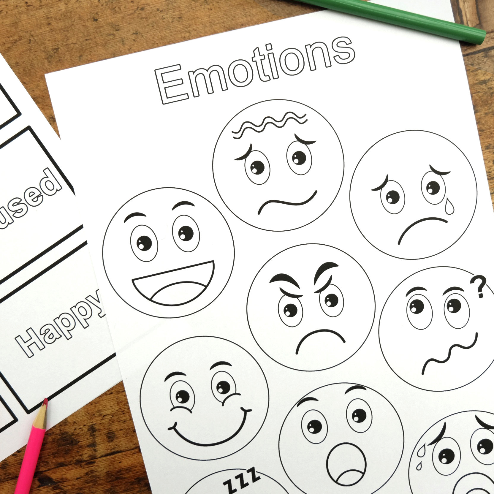Emotions Activity - Printable Digital Download - Colour in and Match ...