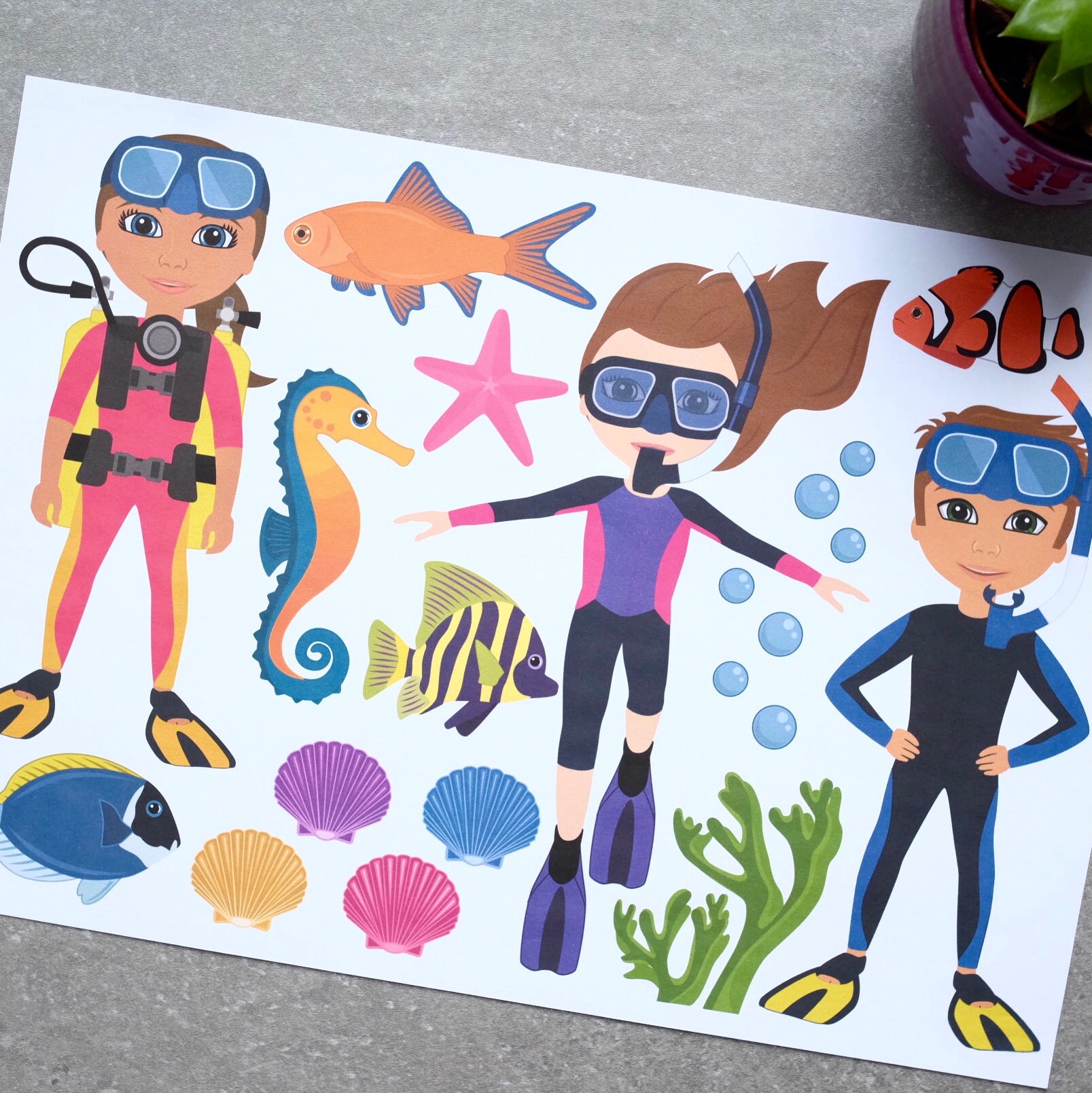 Snorkeling, Diving and Sea Life Clipart - Digital Download - Etsy