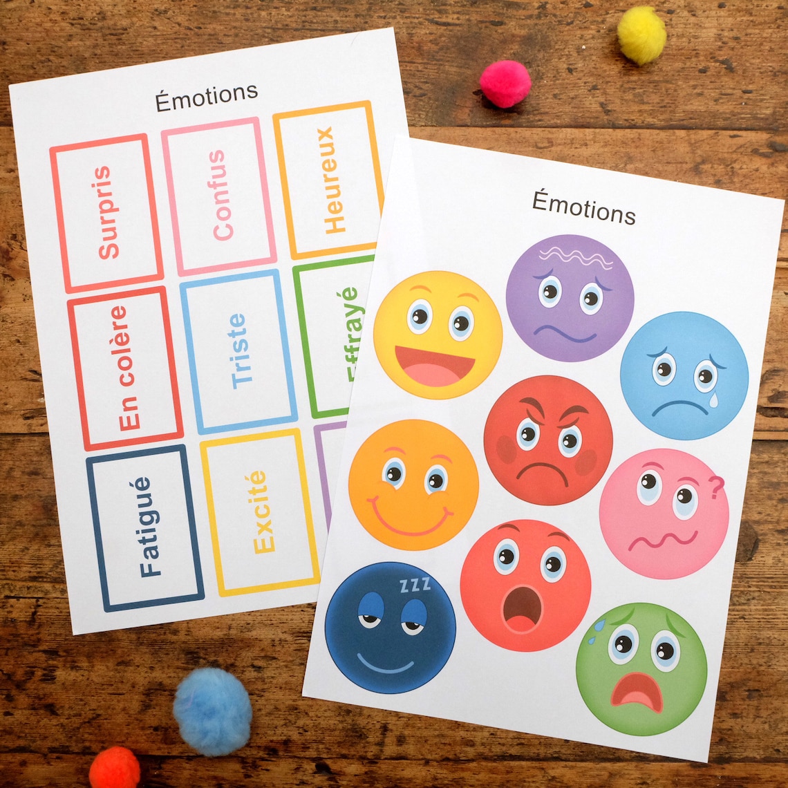 French - Emotion Faces - Printable Digital Download - Educational - Etsy