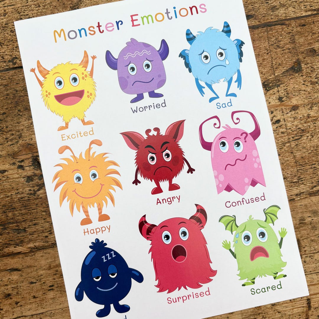 Monster Emotion Faces - Printable Digital Download - Etsy