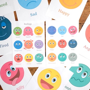 Feelings Faces - Printable Digital Download - 18 Faces - 9 on Each Page ...
