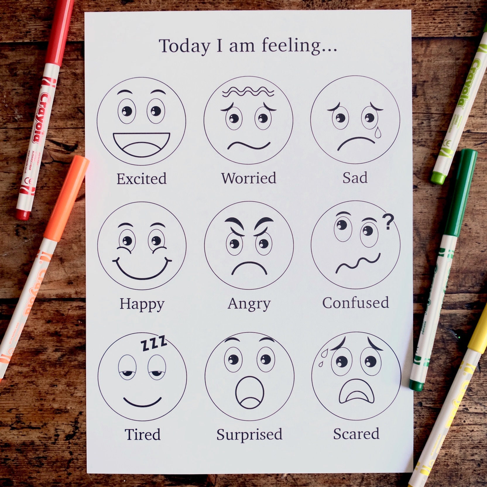 Emotions Colouring Sheet - Today I Am Feeling - 9 Emotion Faces & 12 ...