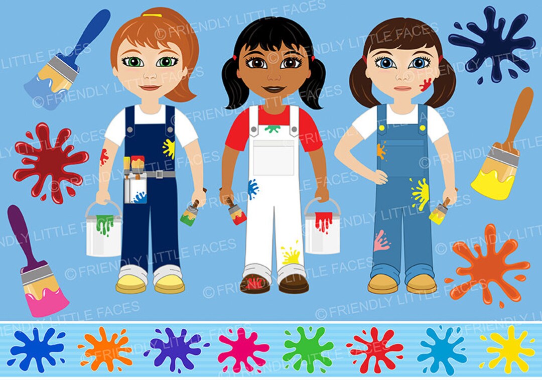 Painters, Paint Brushes and Splats Clipart - Digital Download - Etsy