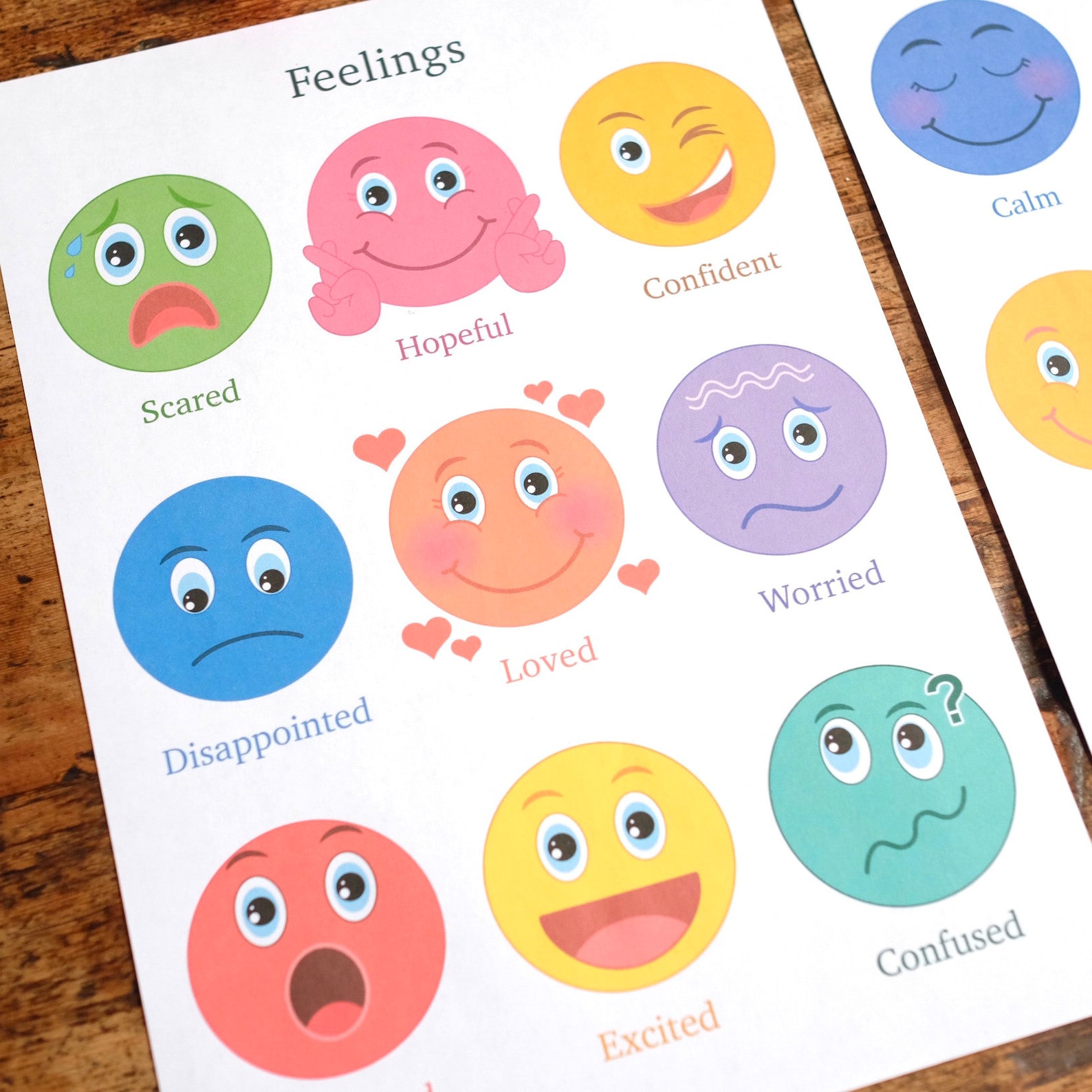 Feelings Faces - Printable Digital Download - 18 Faces - 9 on Each Page ...