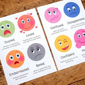 18 Emotion Flashcards - Printable Digital Download - Emotion Faces and ...