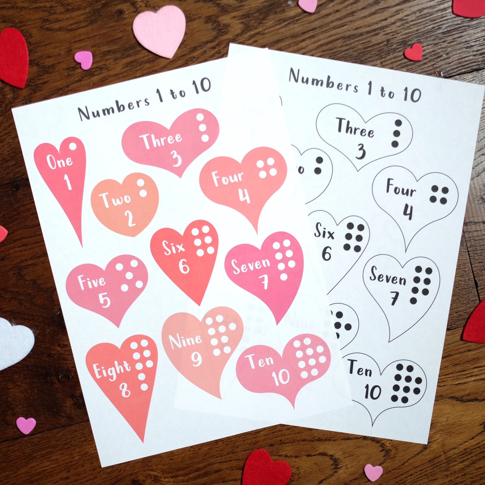 Hearts Counting Sheet 1 to 10 - Printable Digital Download - Hearts ...