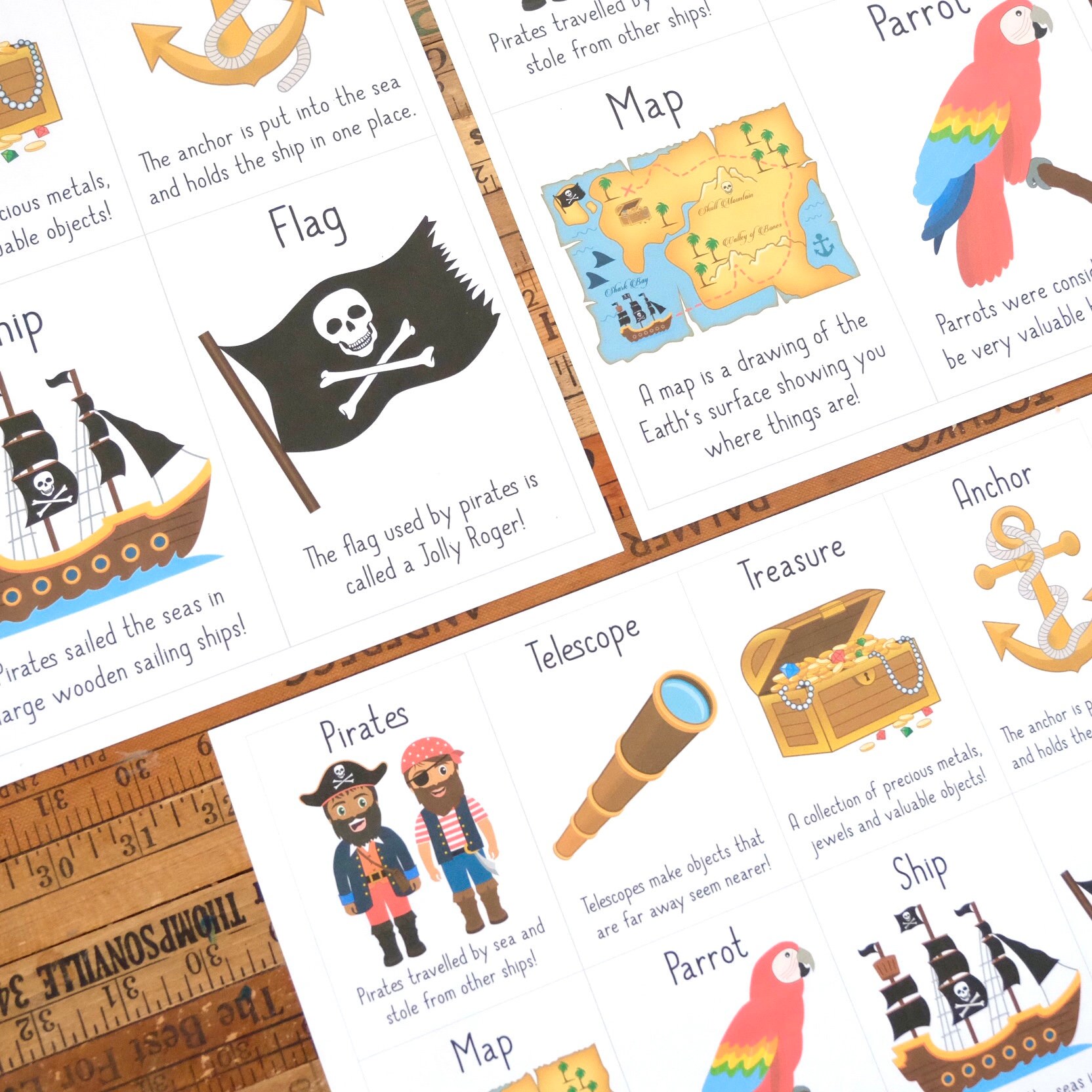 Pirate Themed Flashcards - Printable Digital Download - Etsy