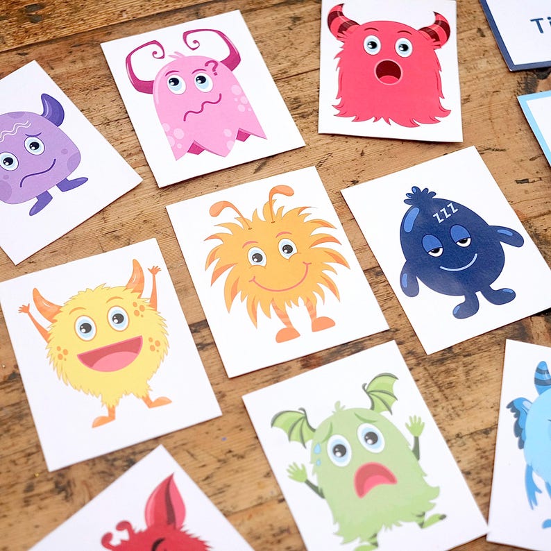 Monster Emotion Faces - Match the Emotions - Printable Digital Dowload ...