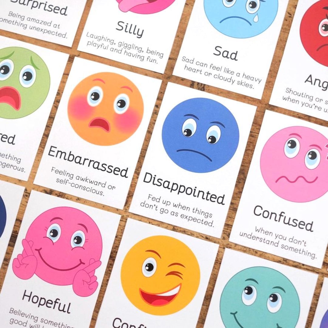 18 Emotion Flashcards - Printable Digital Download - Emotion Faces and ...