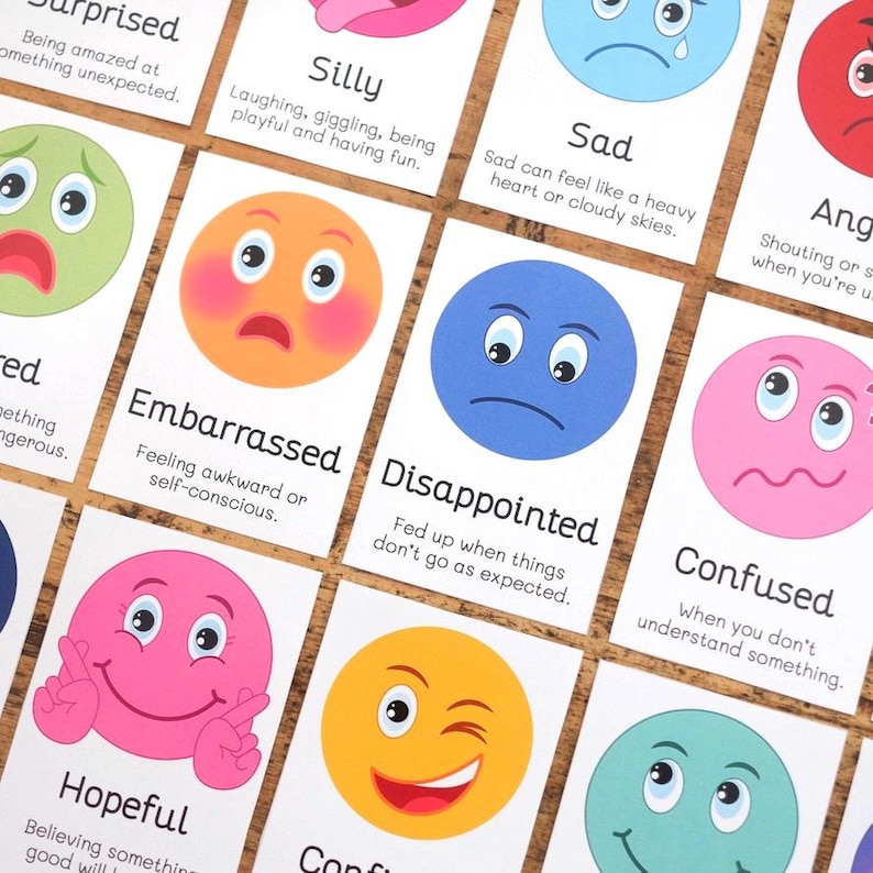 18 Emotion Flashcards - Printable Digital Download - Emotion Faces and ...