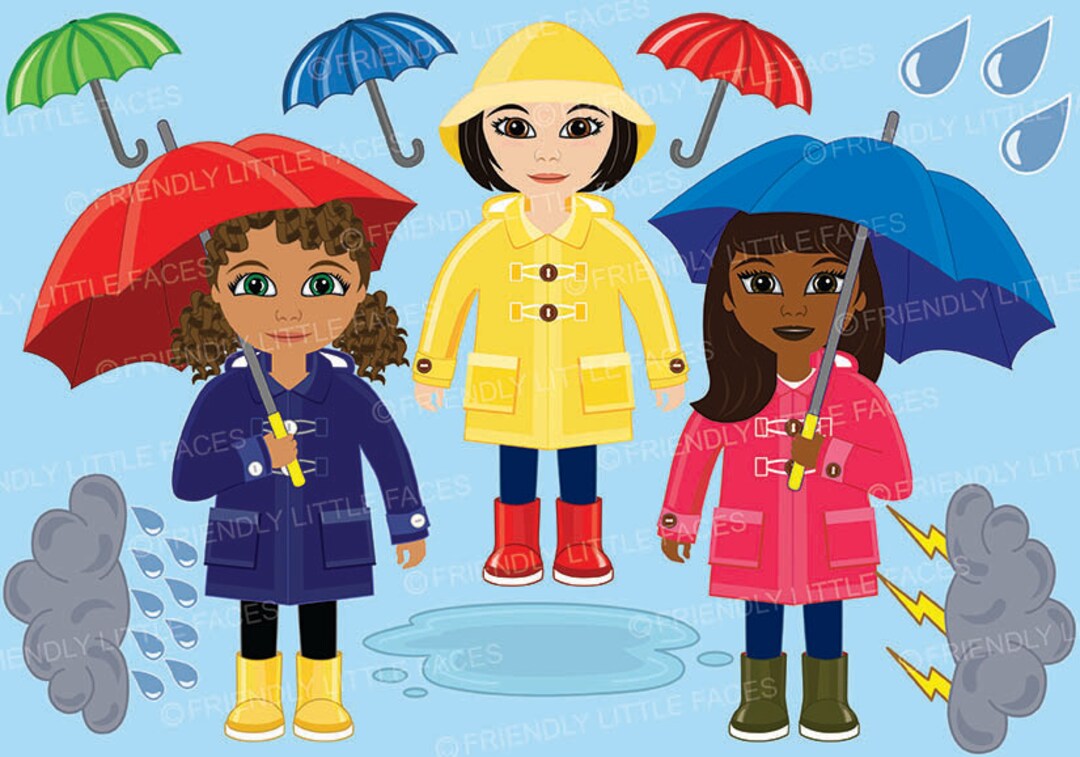 Raincoats and Rainy Weather Clipart - Digital Download - Etsy