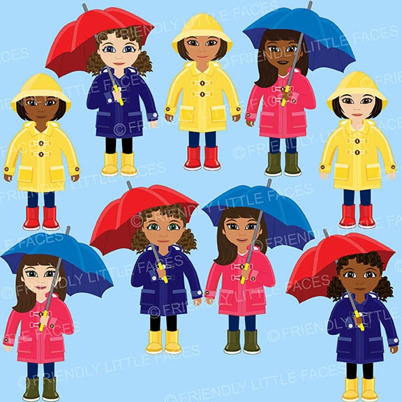 Raincoats and Rainy Weather Clipart - Digital Download - Etsy