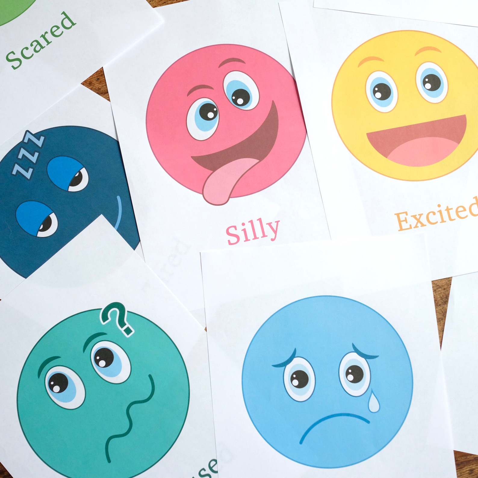 Feelings Faces - Printable Digital Download - 18 Faces - 9 on Each Page ...