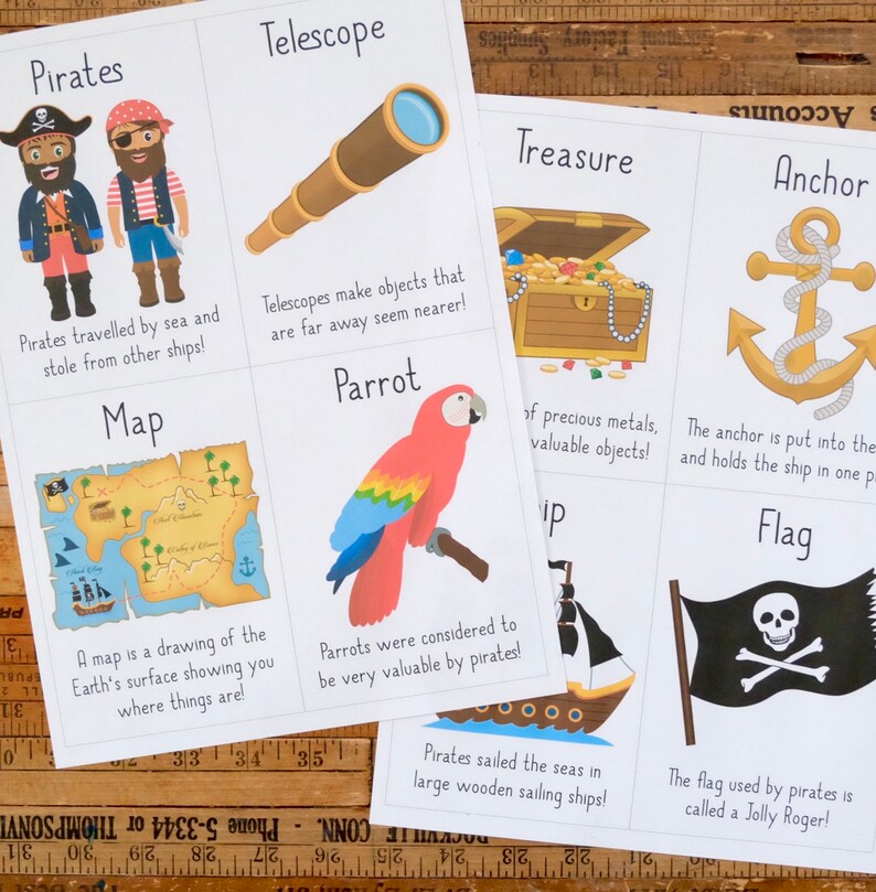 Pirate Themed Flashcards - Printable Digital Download - Etsy