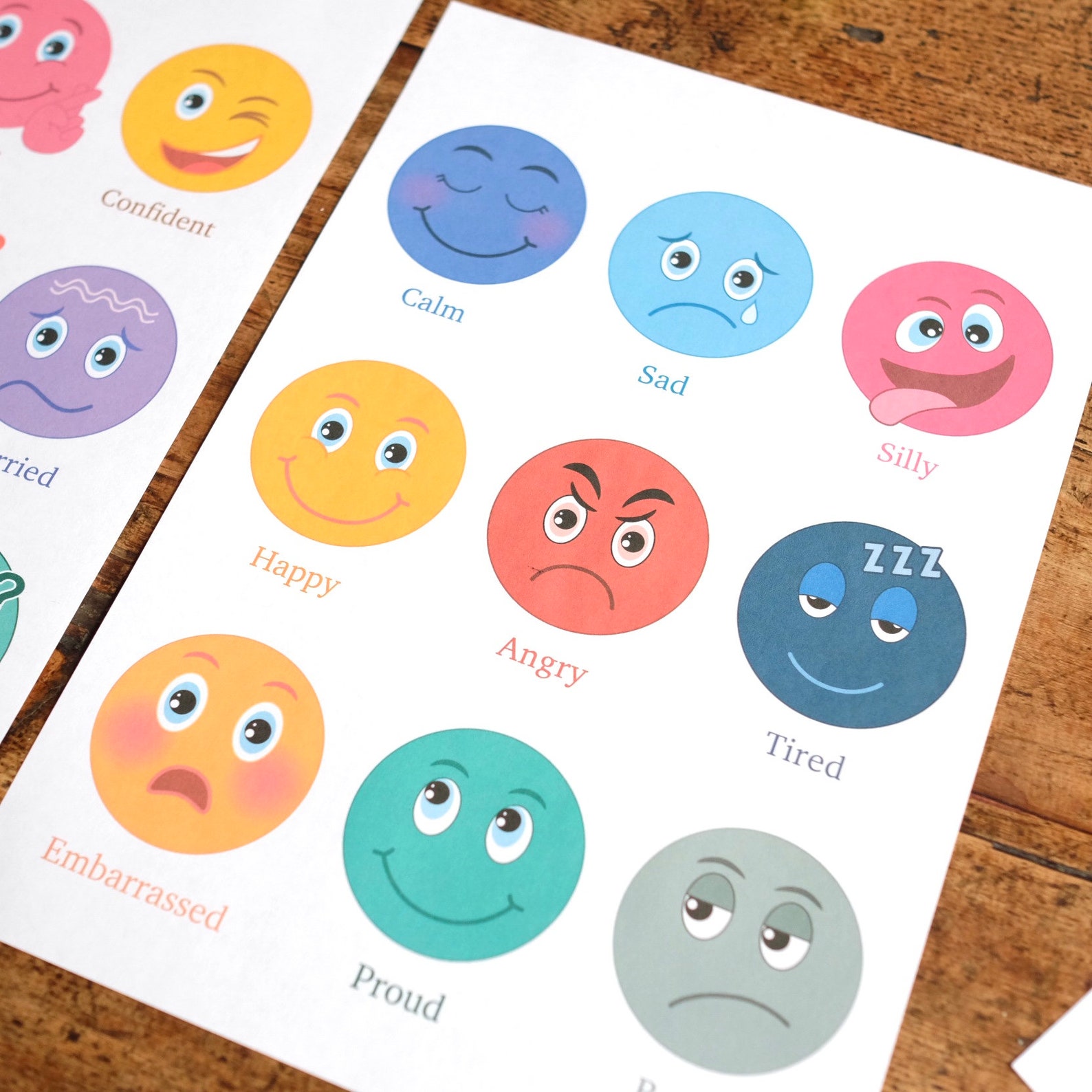 Feelings Faces - Printable Digital Download - 18 Faces - 9 on Each Page ...