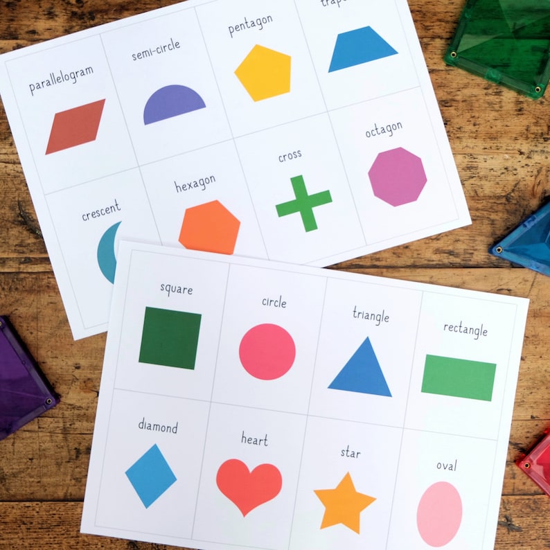 Shapes Flashcards - Printable Digital Download - 16 2D Shapes - Etsy
