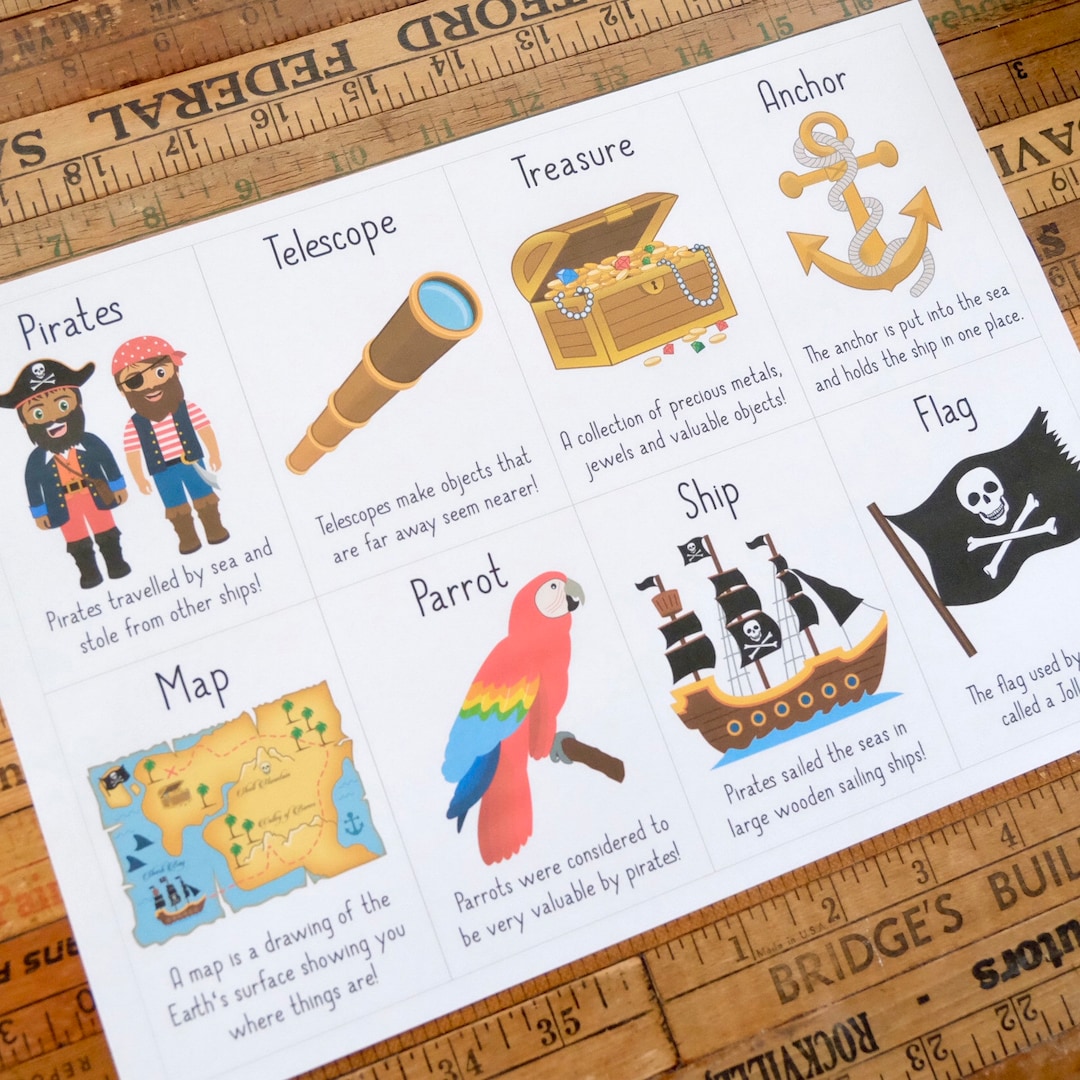 Pirate Themed Flashcards - Printable Digital Download - Etsy