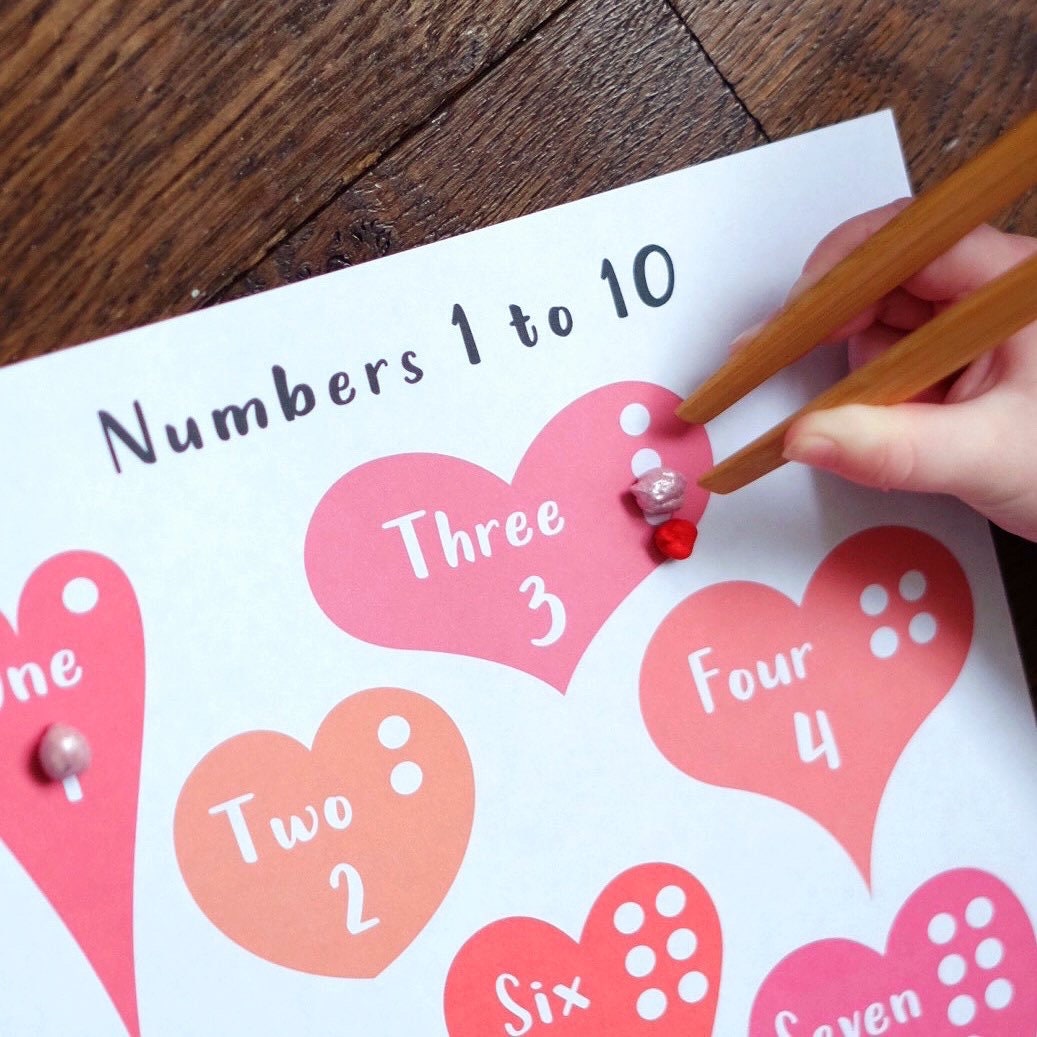 Hearts Counting Sheet 1 to 10 Printable Digital Download Hearts ...