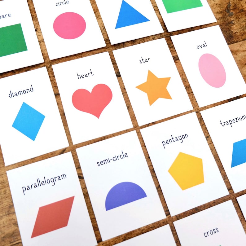 Shapes Flashcards - Printable Digital Download - 16 2D Shapes - Etsy
