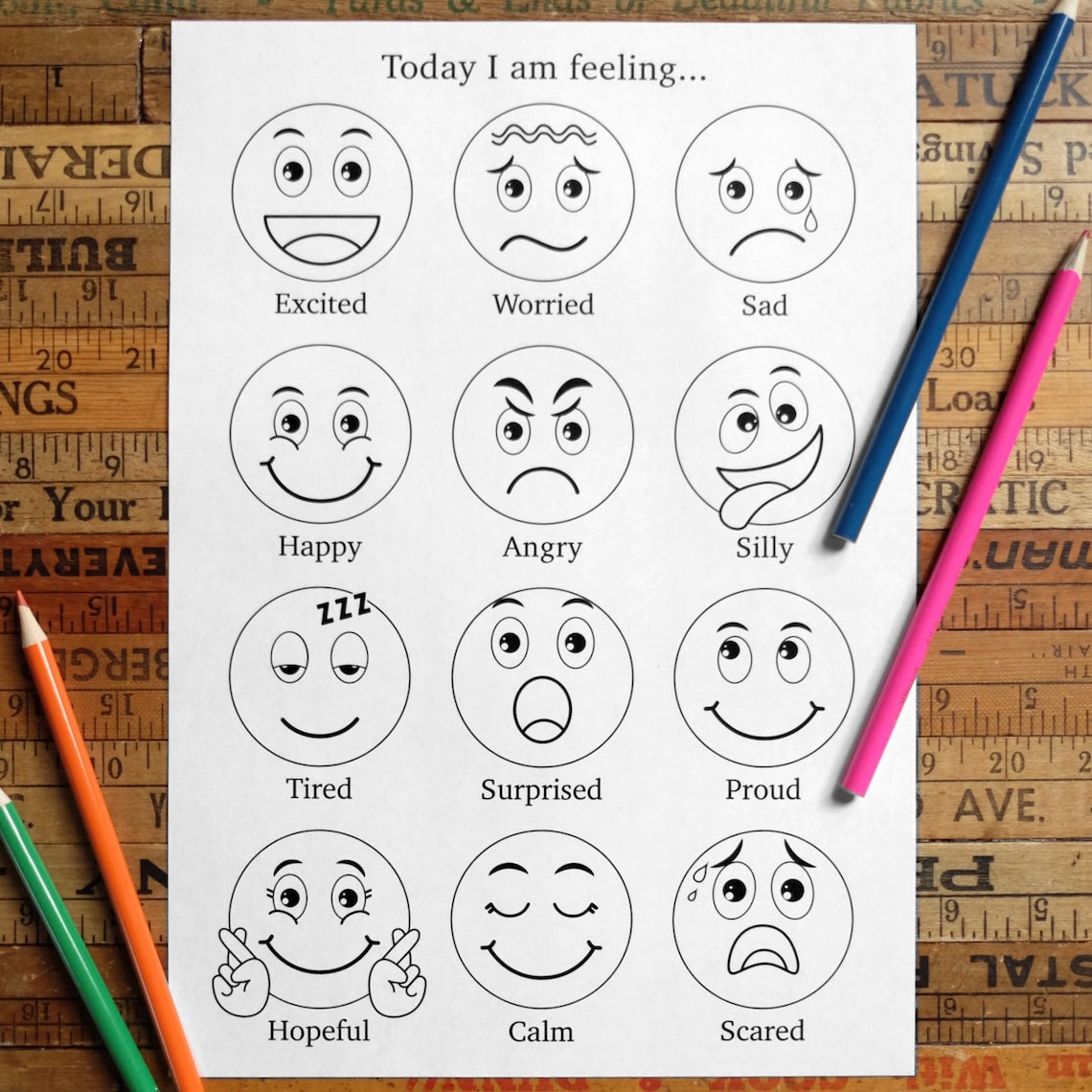 Emotions Colouring Sheet Today I Am Feeling 9 Emotion - Etsy