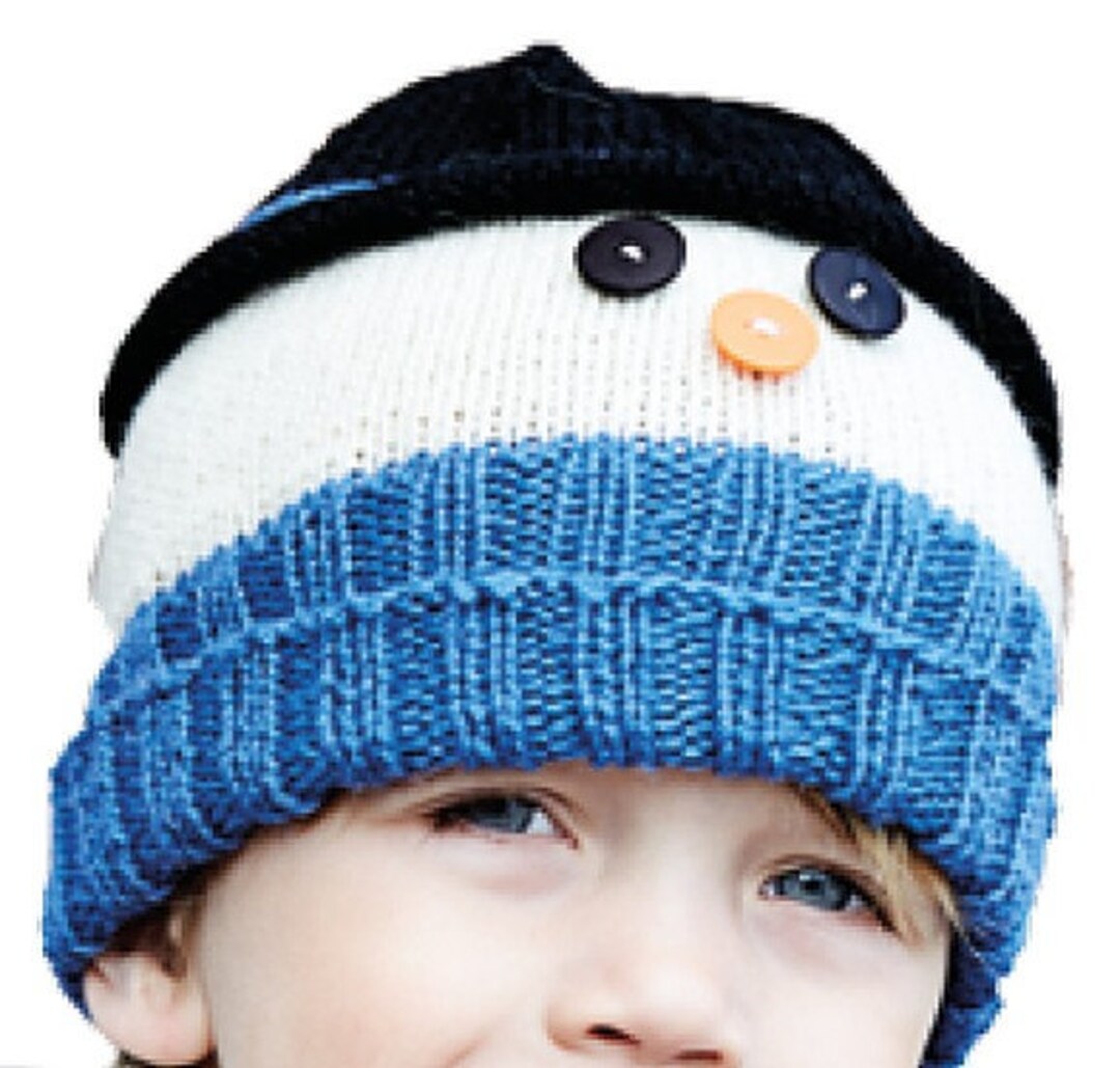Snowman Hat Knitting Pattern 2 Sizes Kids Christmas Winter - Etsy