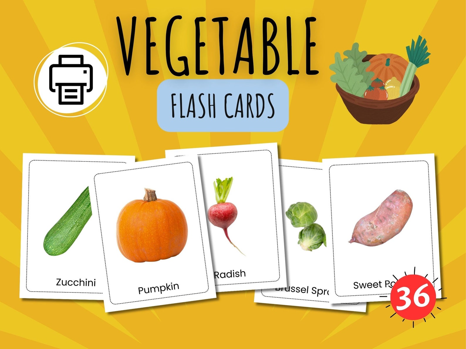 PRINTABLE English Vegetable Flashcards PDF for Adults Toddlers - Etsy