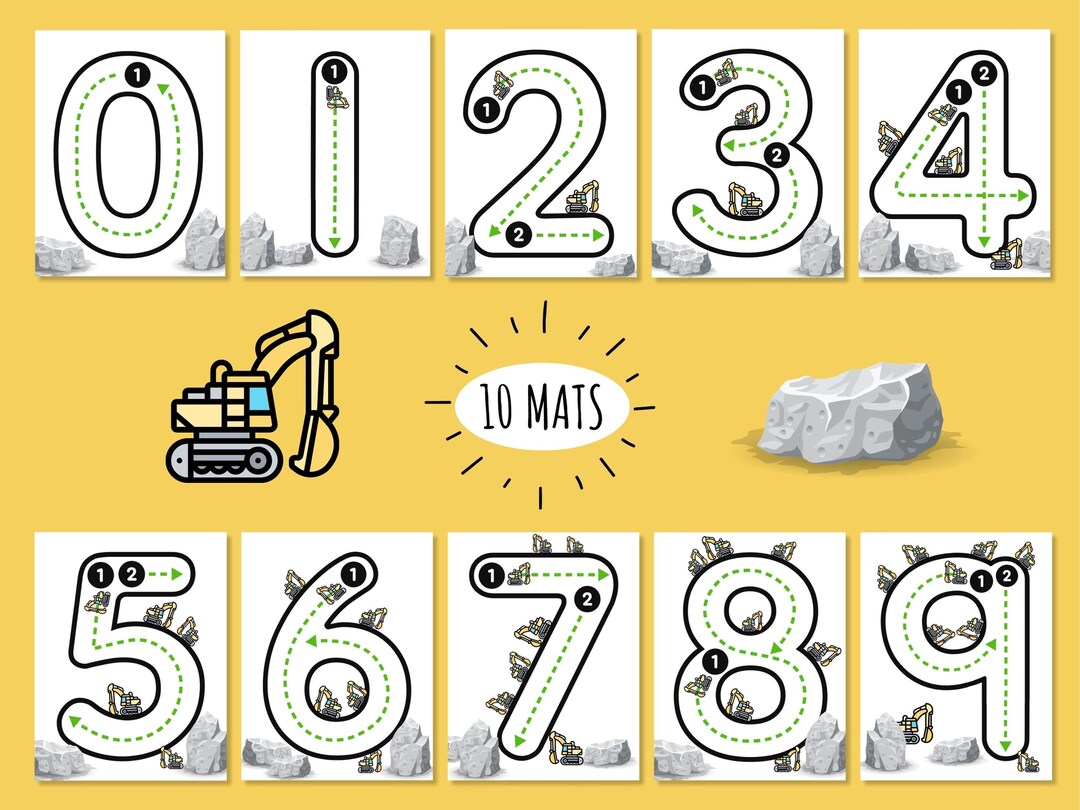 PRINTABLE Digger Number Tracing Activity for Kids Homeschool Learning ...