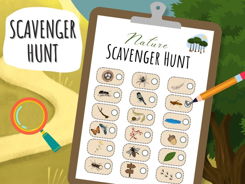 Actividad IMPRIMIBLE de búsqueda del tesoro en la naturaleza al aire ...