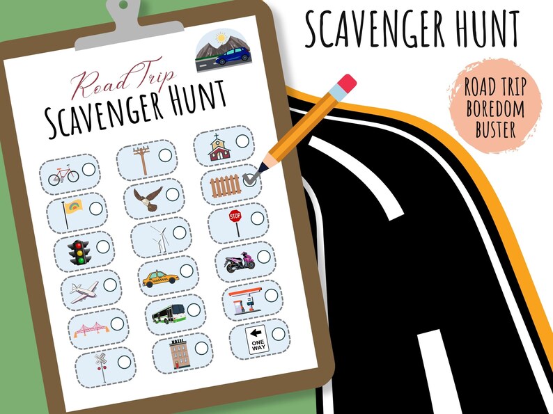 PRINTABLE Travel Road Trip Scavenger Hunt Activity for Kids/family ...