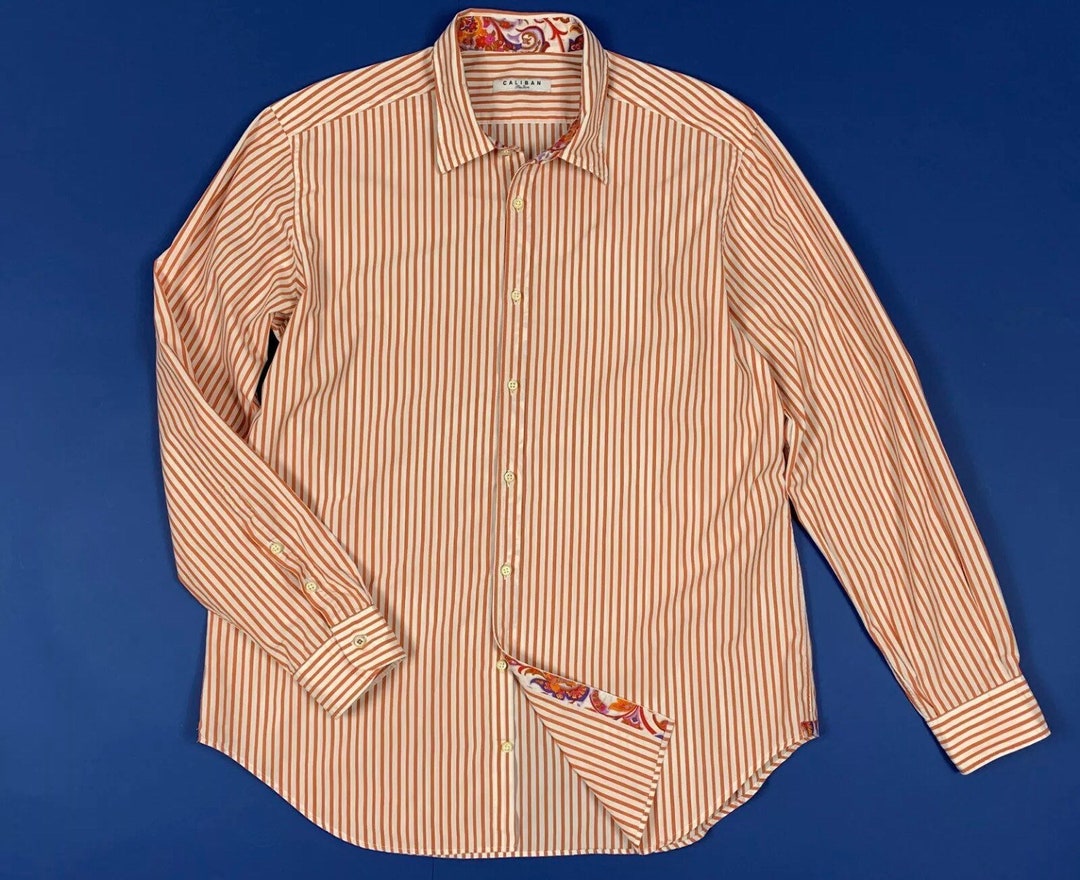 Caliban Shirt Used Men's Shirt Slim XL 17 44 Long Sleeve Striped Luxury ...
