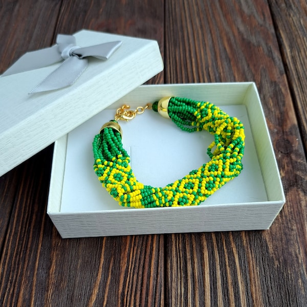 Orisha Beads Green and Yellow - Etsy