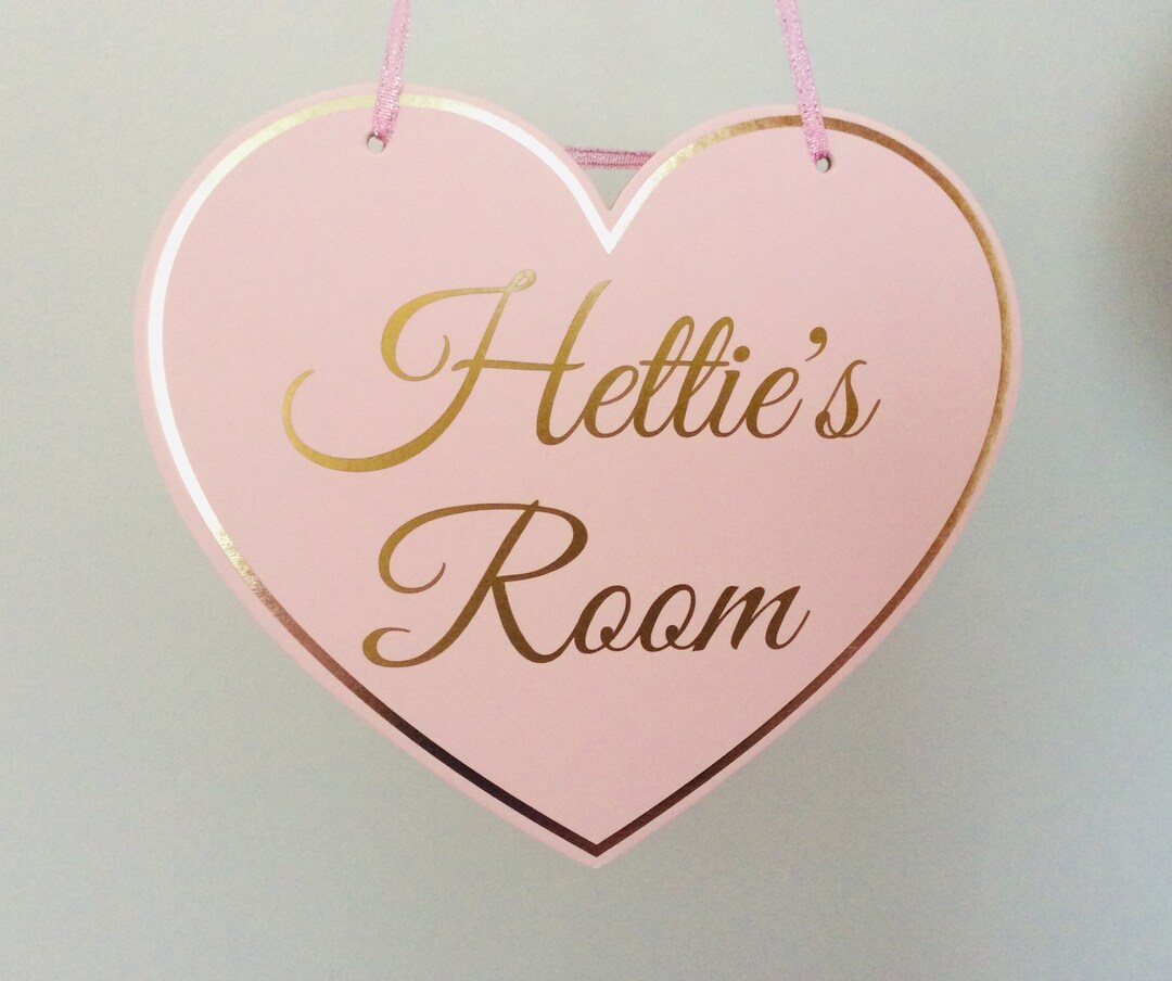 Pink Heart Door Sign, Girls Room Sign, Personalised Heart Sign. - Etsy