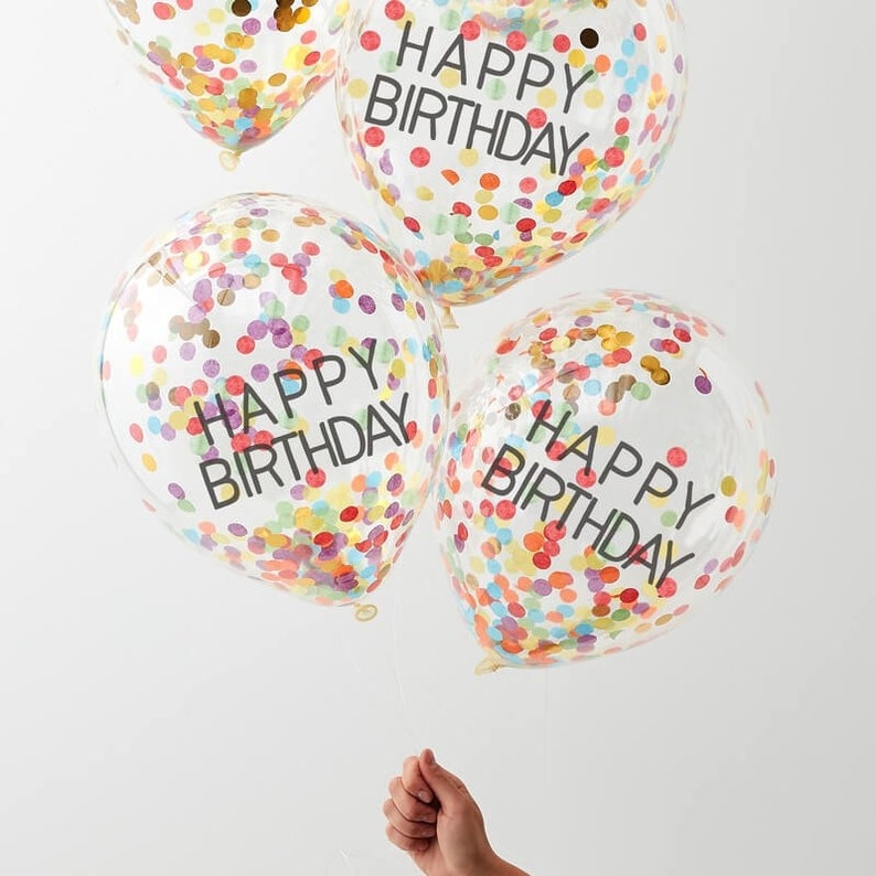 Happy Birthday Rainbow Balloons Confetti Balloons Birthday | Etsy