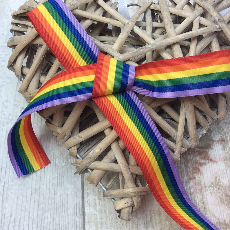 Woven Rainbow Ribbon Gay Pride Ribbon LGBTQ Ribbon. | Etsy